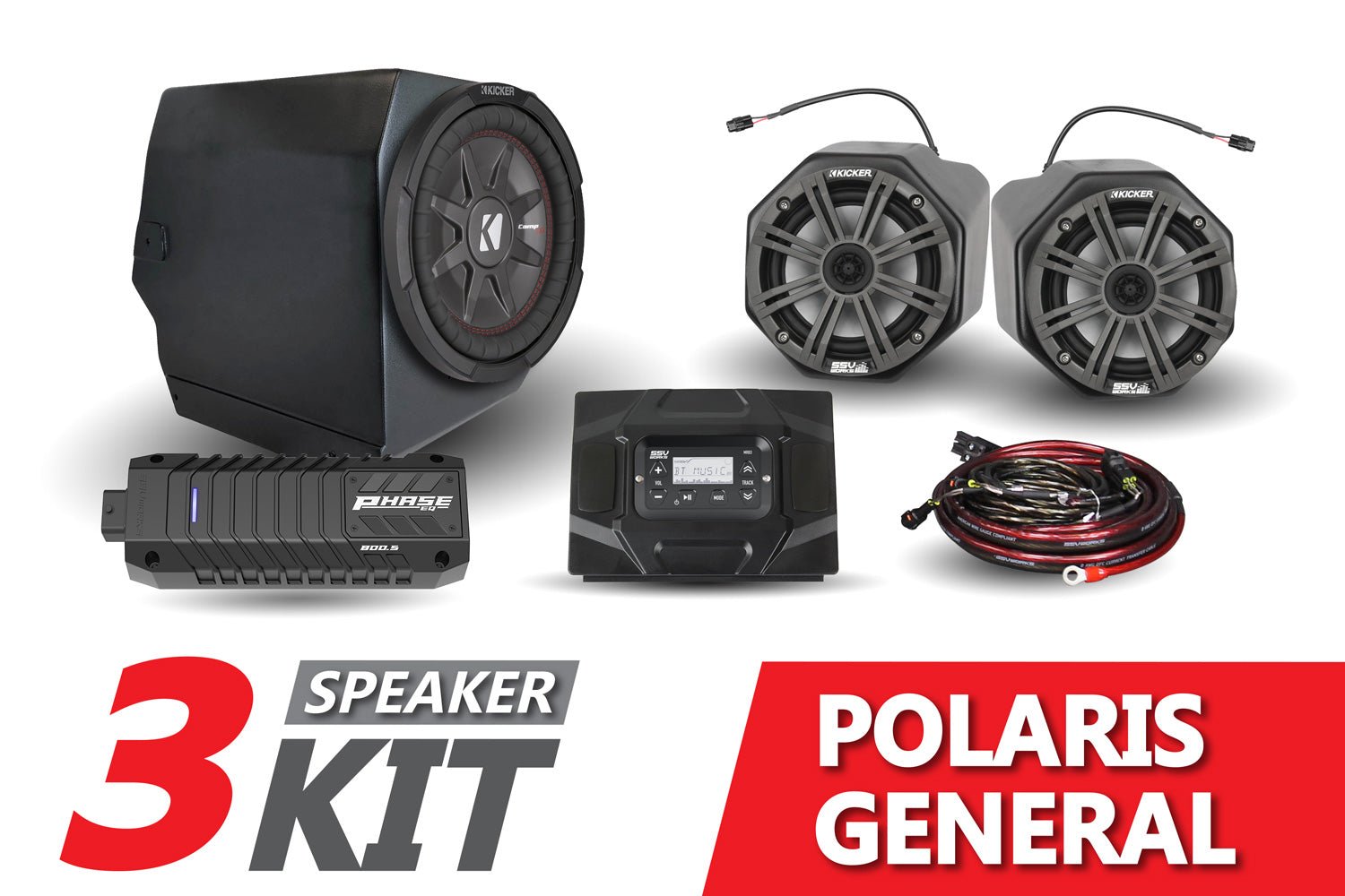 2016-2022 Polaris General Complete Kicker 3-Speaker Plug-&-Play System | Offroad HQ